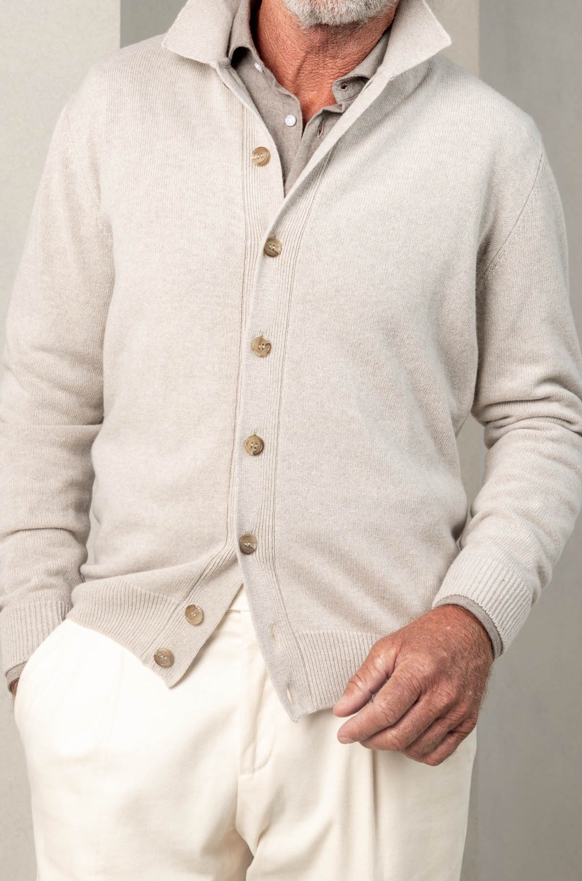BEIGE CARDIGAN | Made in Italy | Pini Parma
