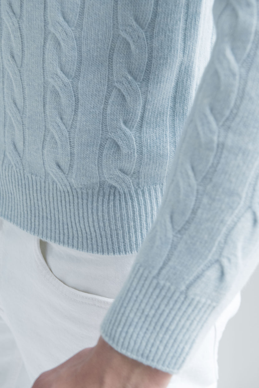 Light blue cable knit sweater – Made in italy