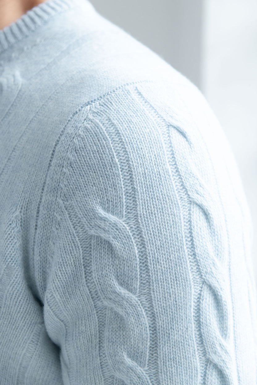 Light blue cable knit sweater – Made in italy