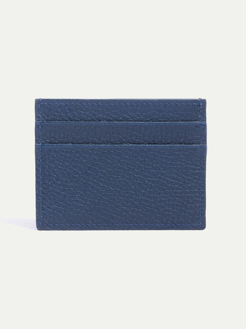 Blue leather card holder - Made in Italy