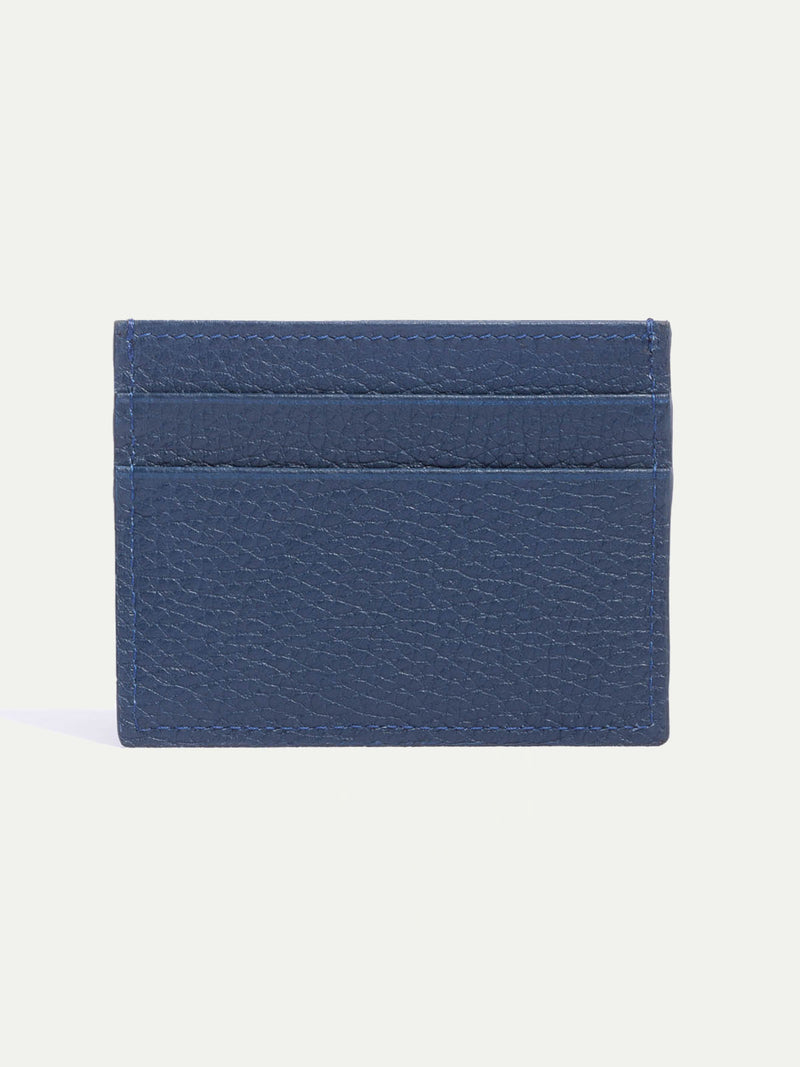Blue leather card holder - Made in Italy