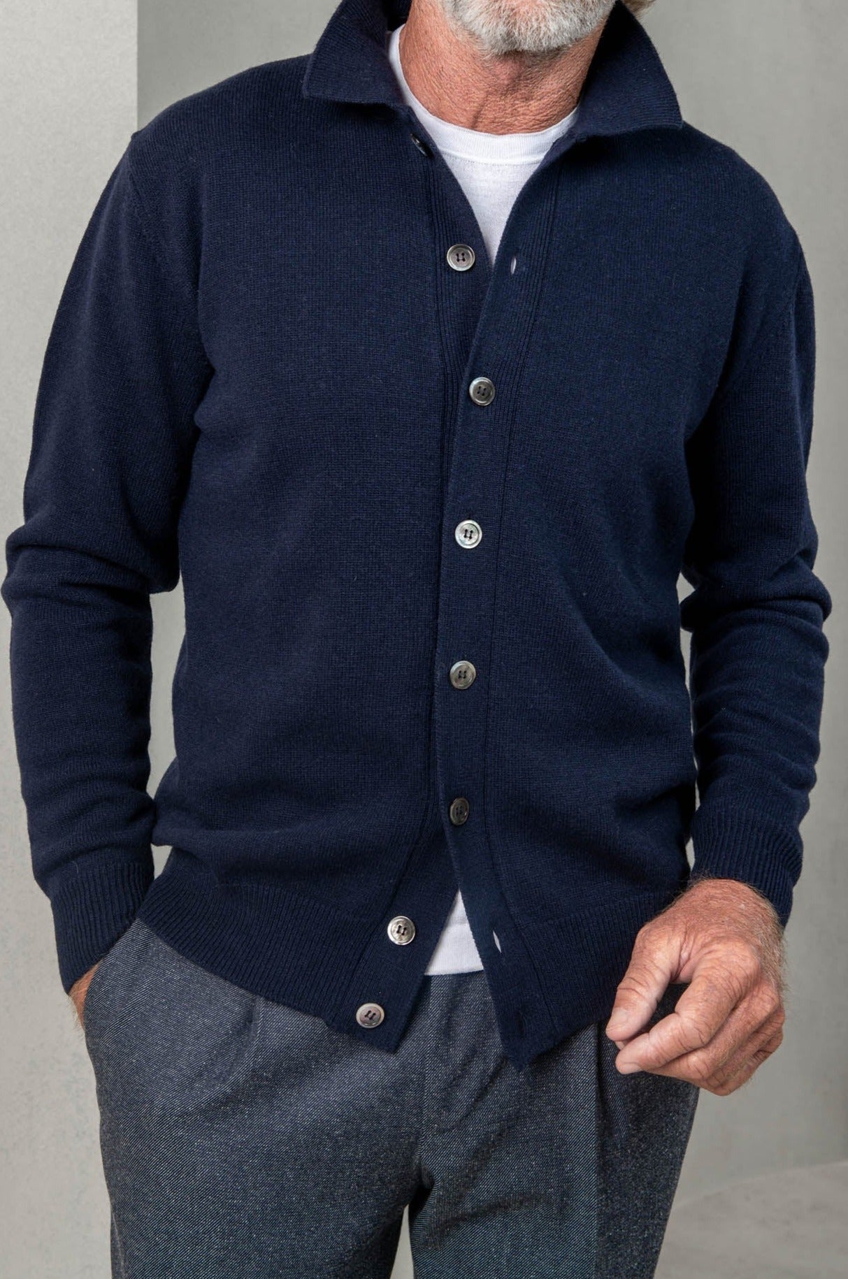 BLUE CARDIGAN | Made in Italy | Pini Parma
