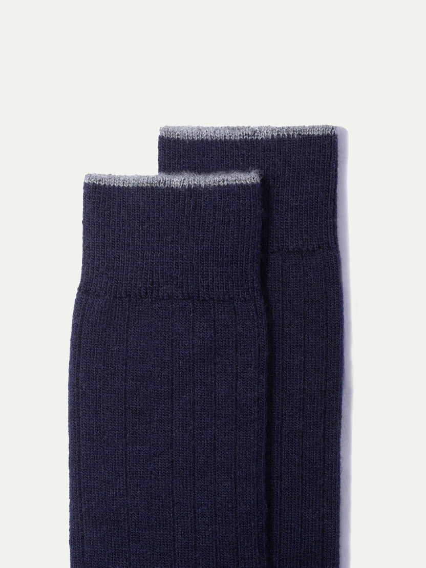 Blue - Super durable Wool short socks - Made in Italy