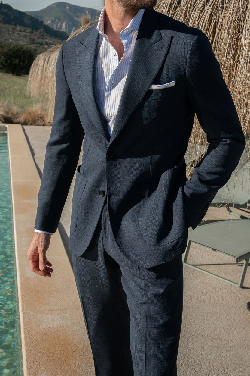 Blue Prince of Wales suit - Made in Italy