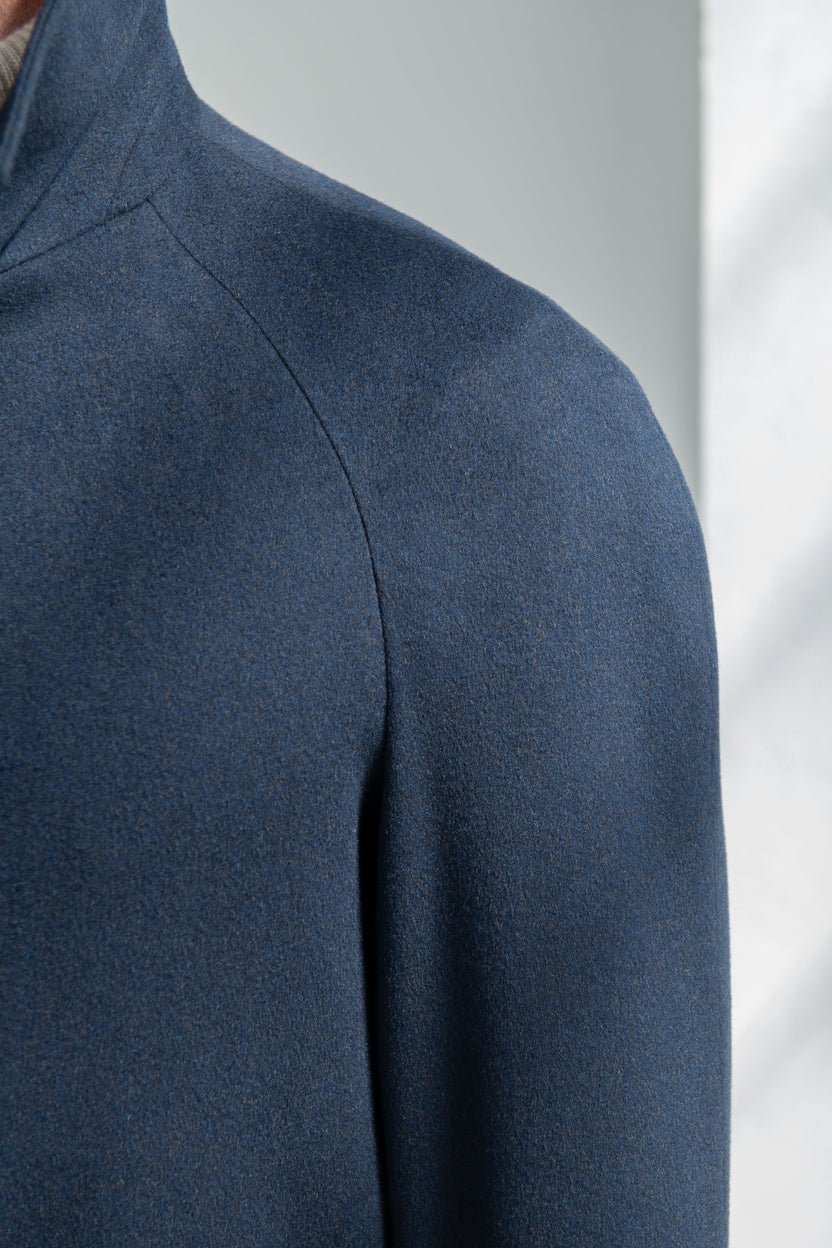 Blue Raglan coat in Loro Piana wool | Made in Italy | Pini Parma