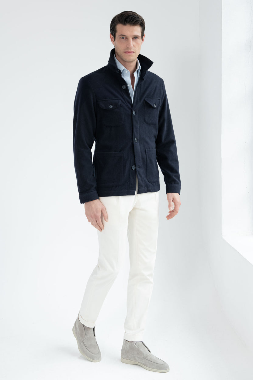 Blue Safari Jacket flannel Super 180s | Made in Italy | Pini Parma