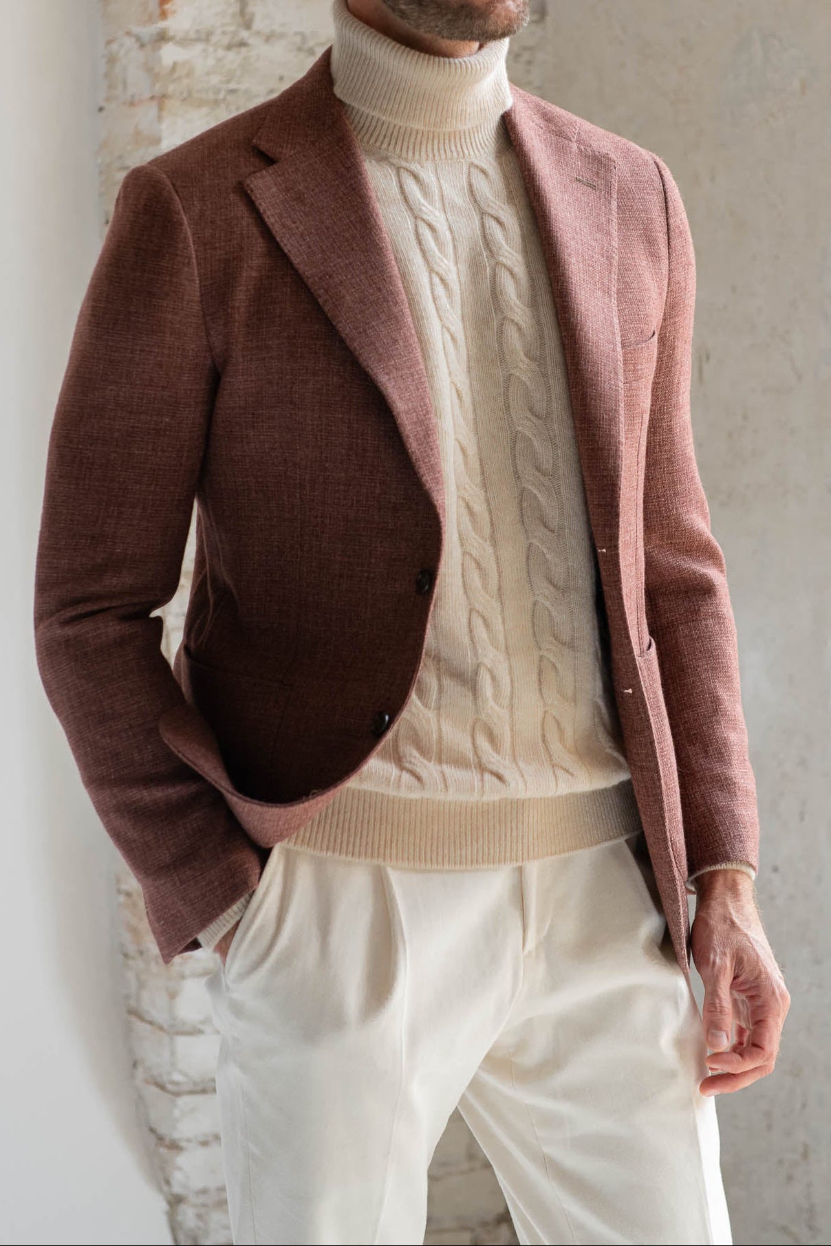 Brick jacket in wool, cotton and silk - Made in Italy