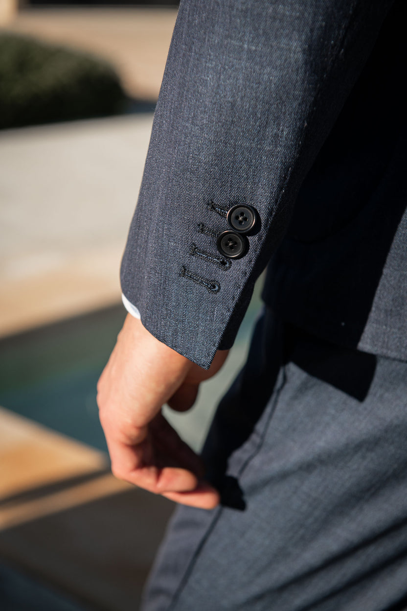 Denim double breasted suit in Loro Piana fabric | Made in Italy | Pini ...