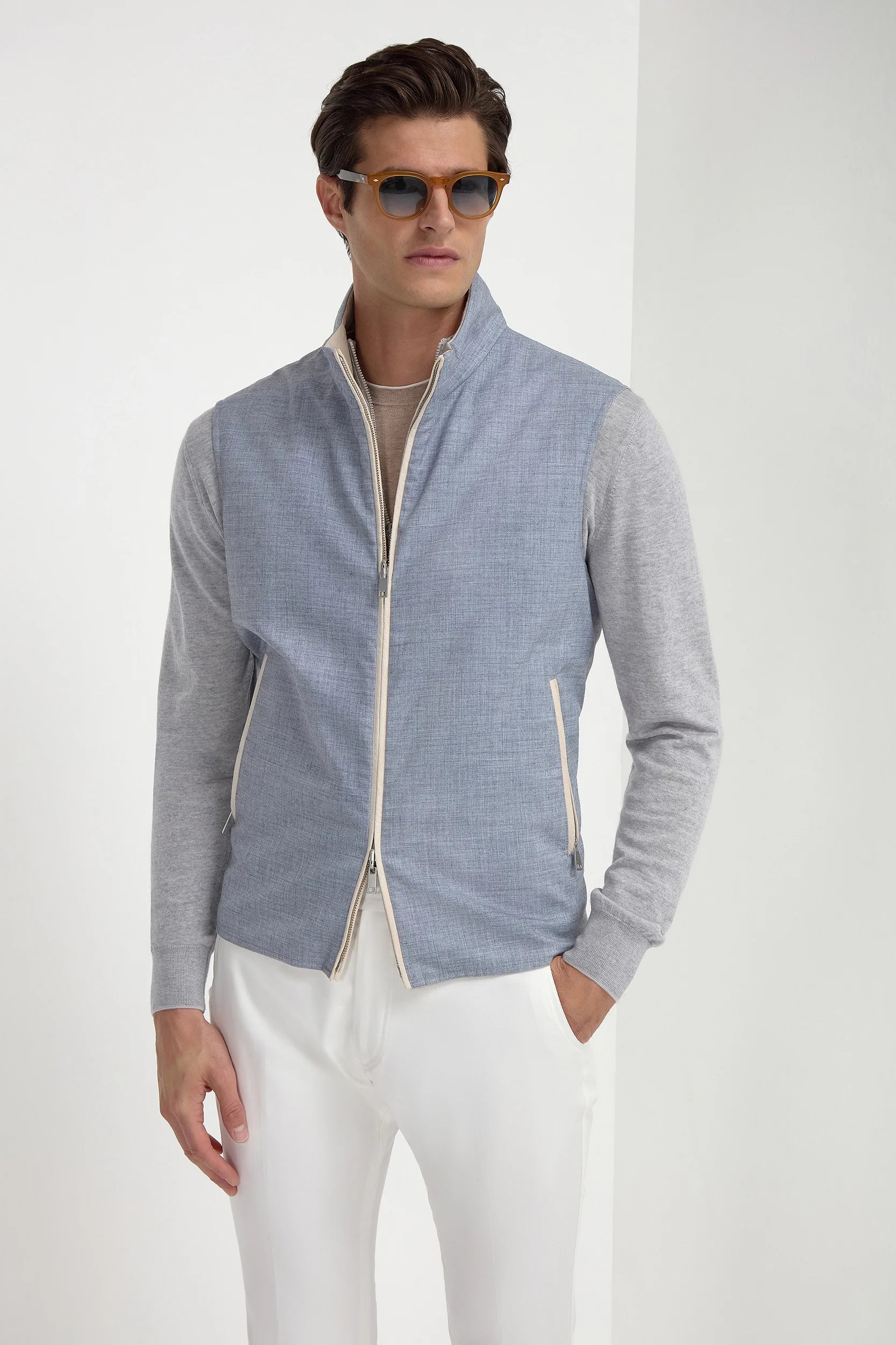 Light blue reversible vest | Made in Italy | Pini Parma