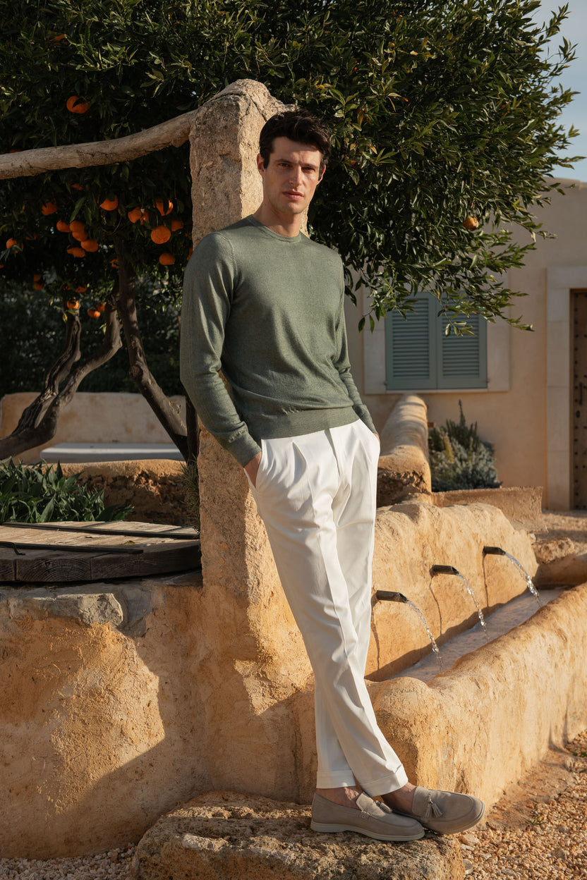 Green superlight cashmere round neck – Made in italy
