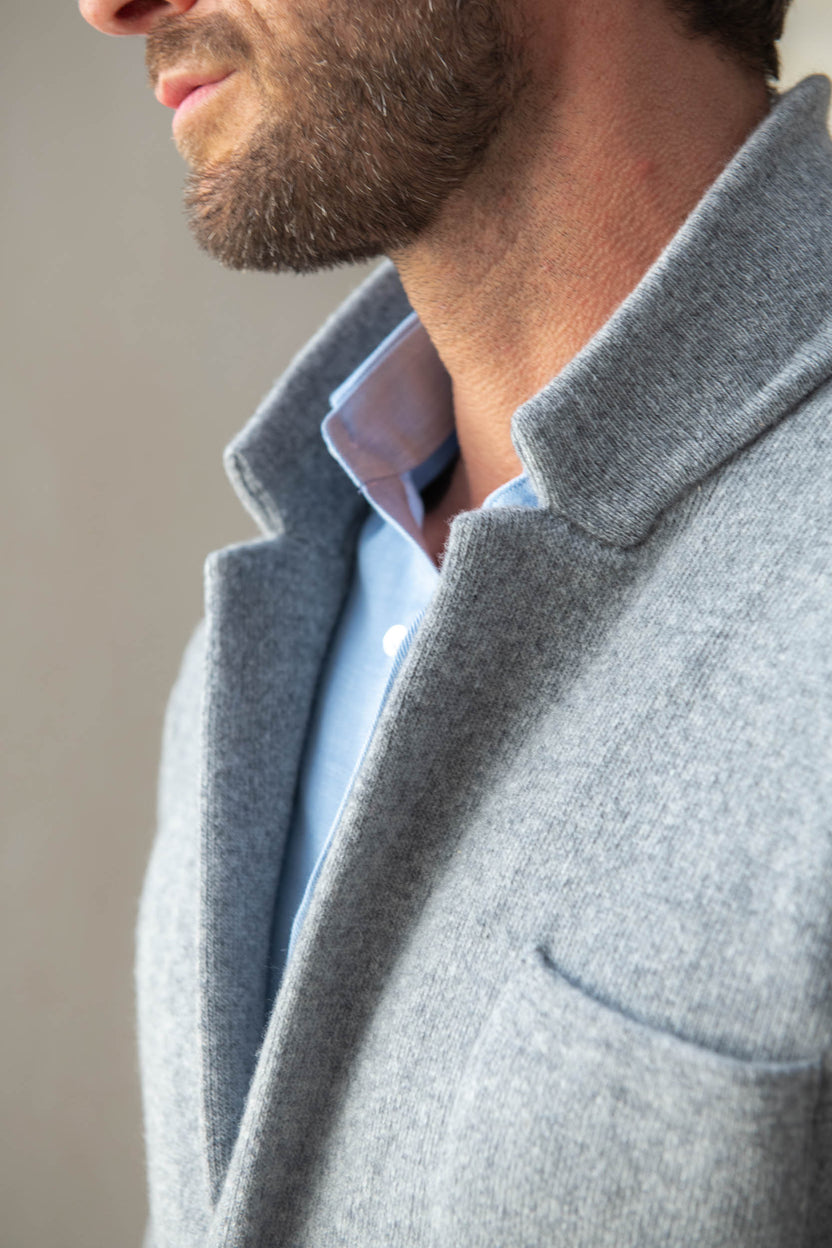 Grey knitted jacket – wool and cashmere | Made in Italy | Pini Parma