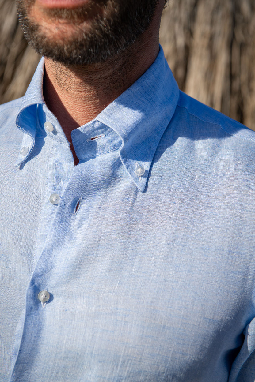 Light blue linen button down shirt - Made In Italy
