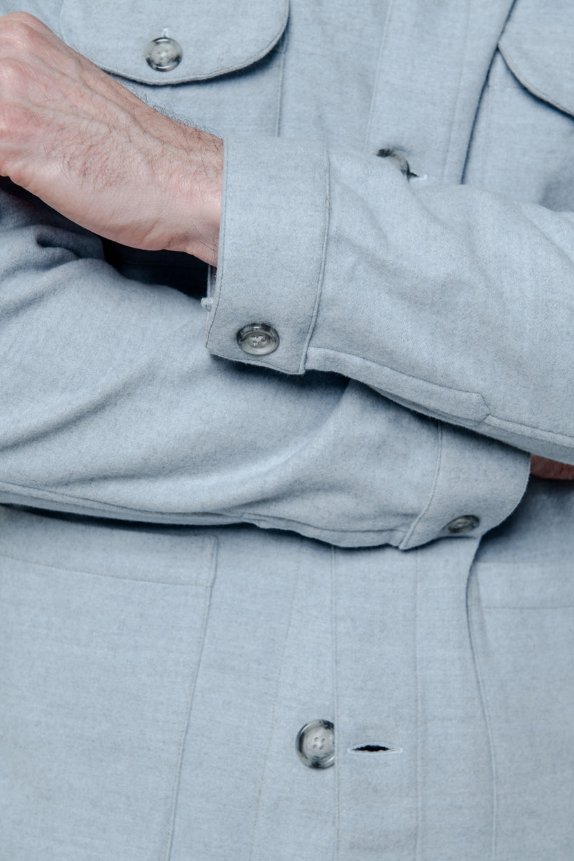 Light blue Safari Jacket flannel Super 180s | Made in Italy | Pini Parma