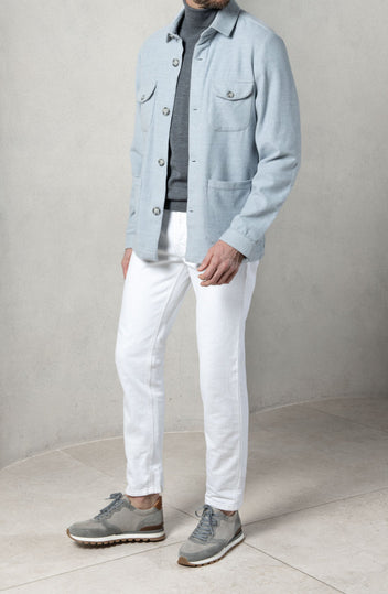 Light blue Safari Jacket flannel Super 180s | Made in Italy | Pini Parma