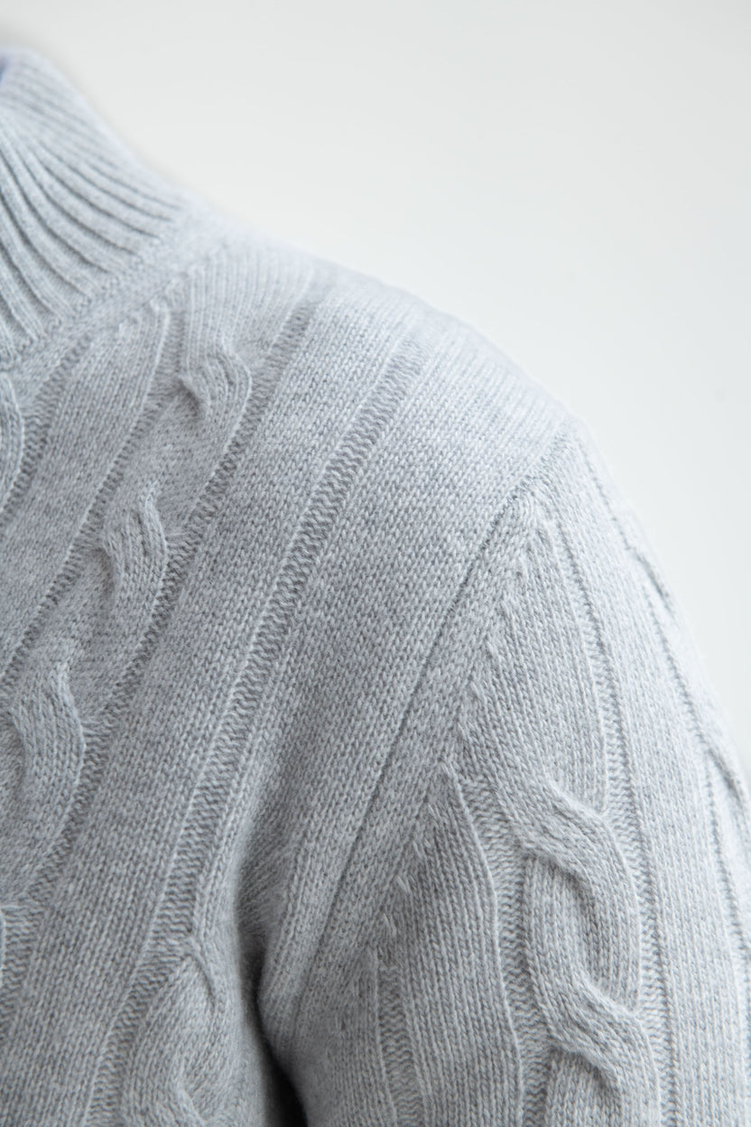 Light grey cable knit cashmere blend cardigan | Made in Italy | Pini Parma