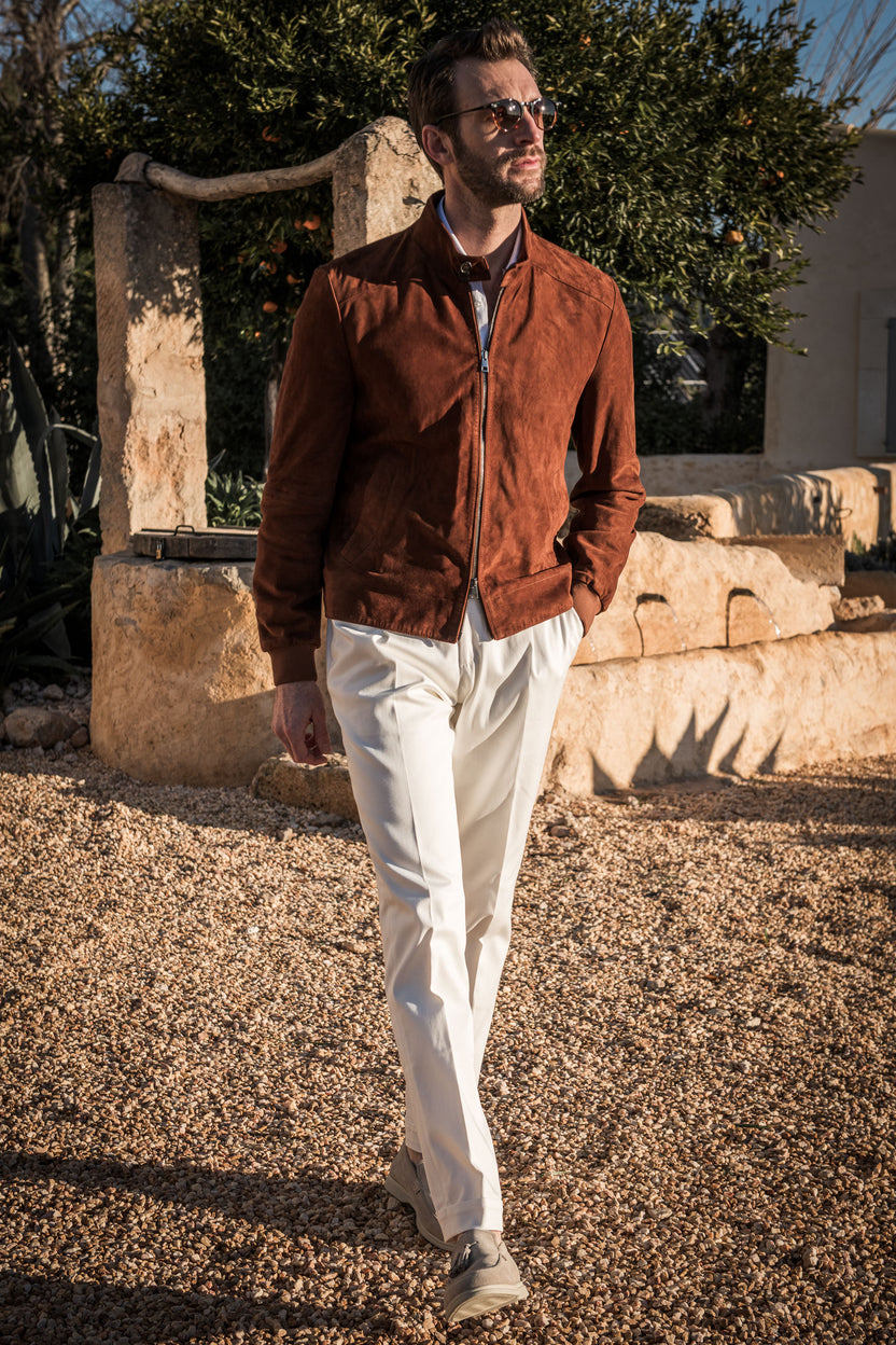 Rusty soft suede jacket | Made in Italy | Pini Parma