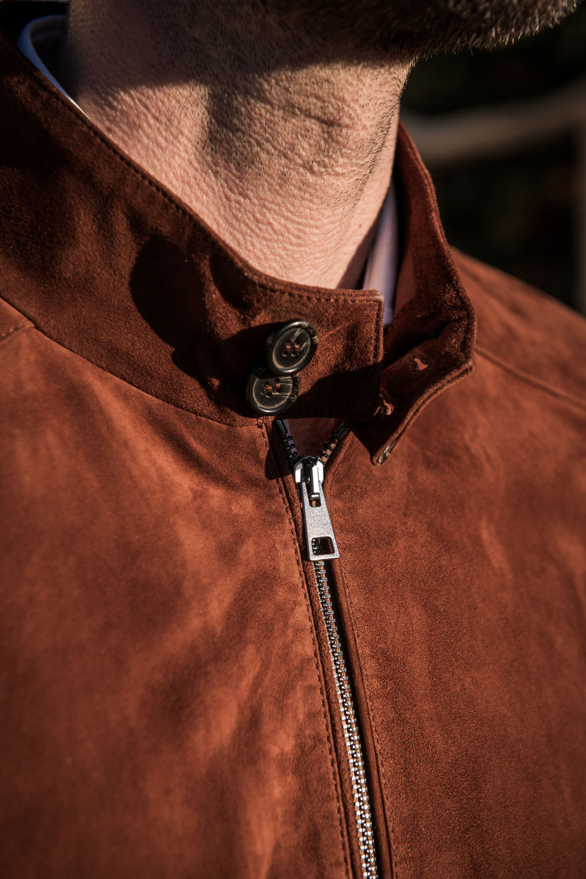 Rusty soft suede jacket | Made in Italy | Pini Parma