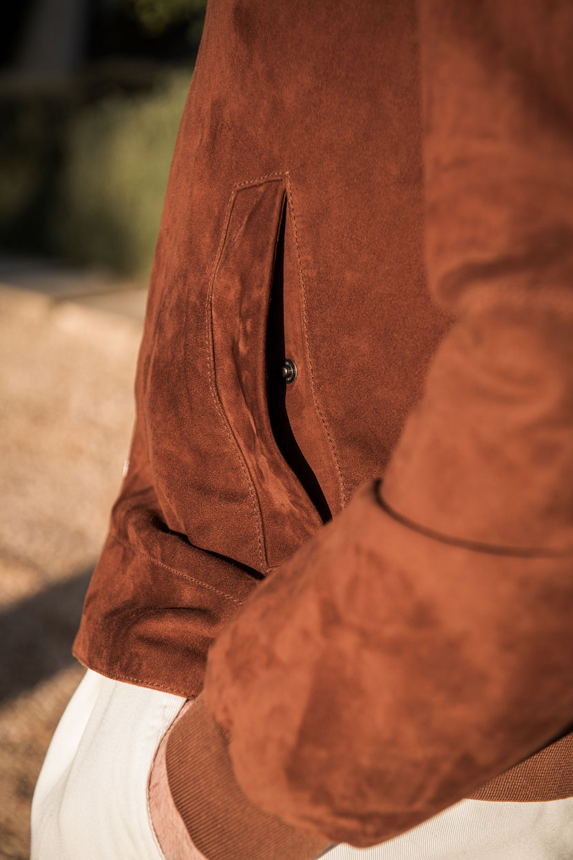 Rusty soft suede jacket | Made in Italy | Pini Parma