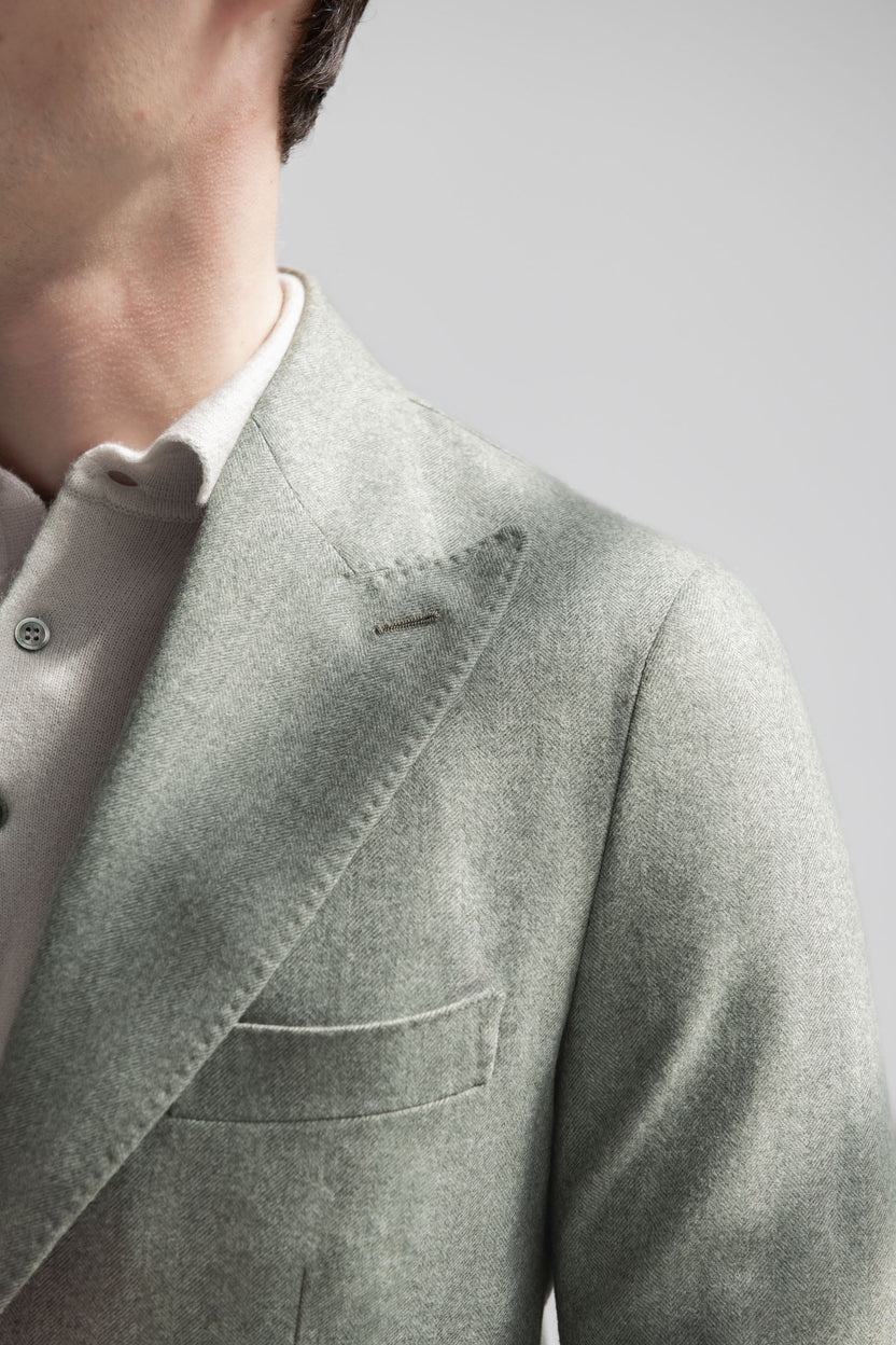 Sage herringbone jacket "Soragna Capsule Collection" - Made in Italy