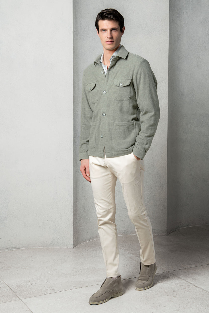 Sage Safari Jacket flannel Super 180s | Made in Italy | Pini Parma