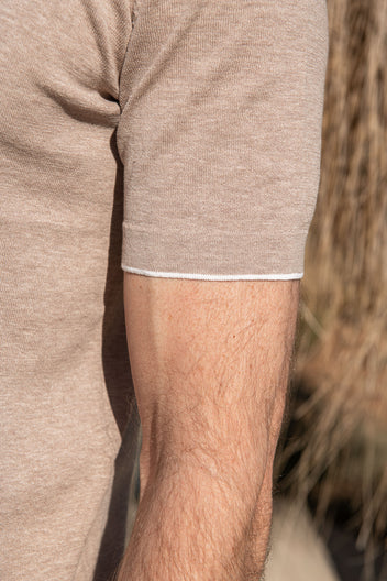 Taupe knitted t-shirt - Made in Italy