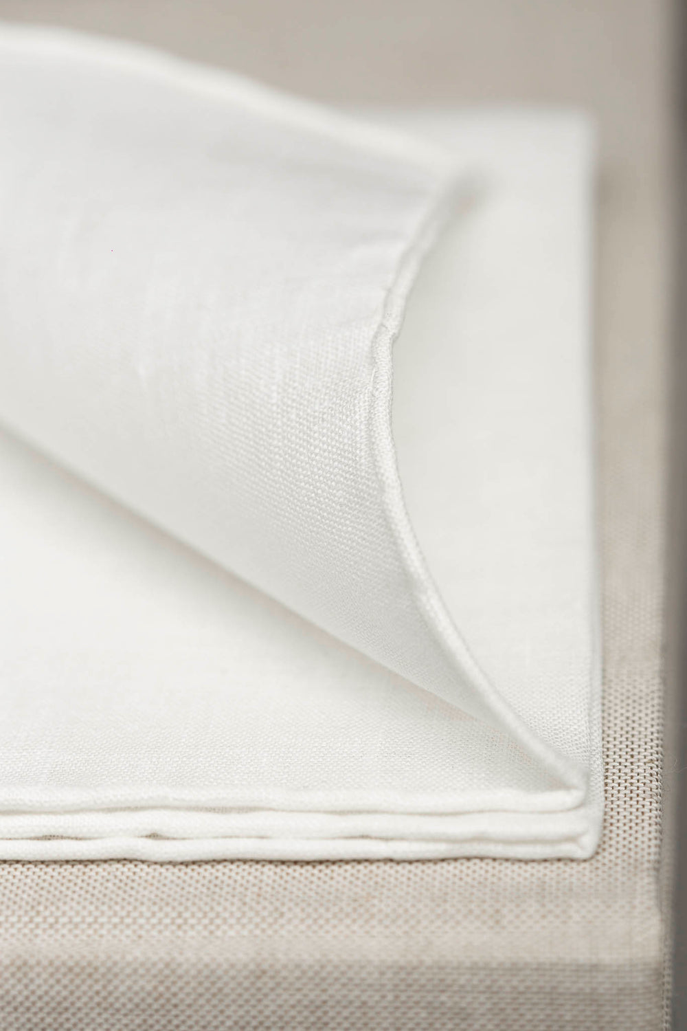 White linen pocket square - Made in Italy